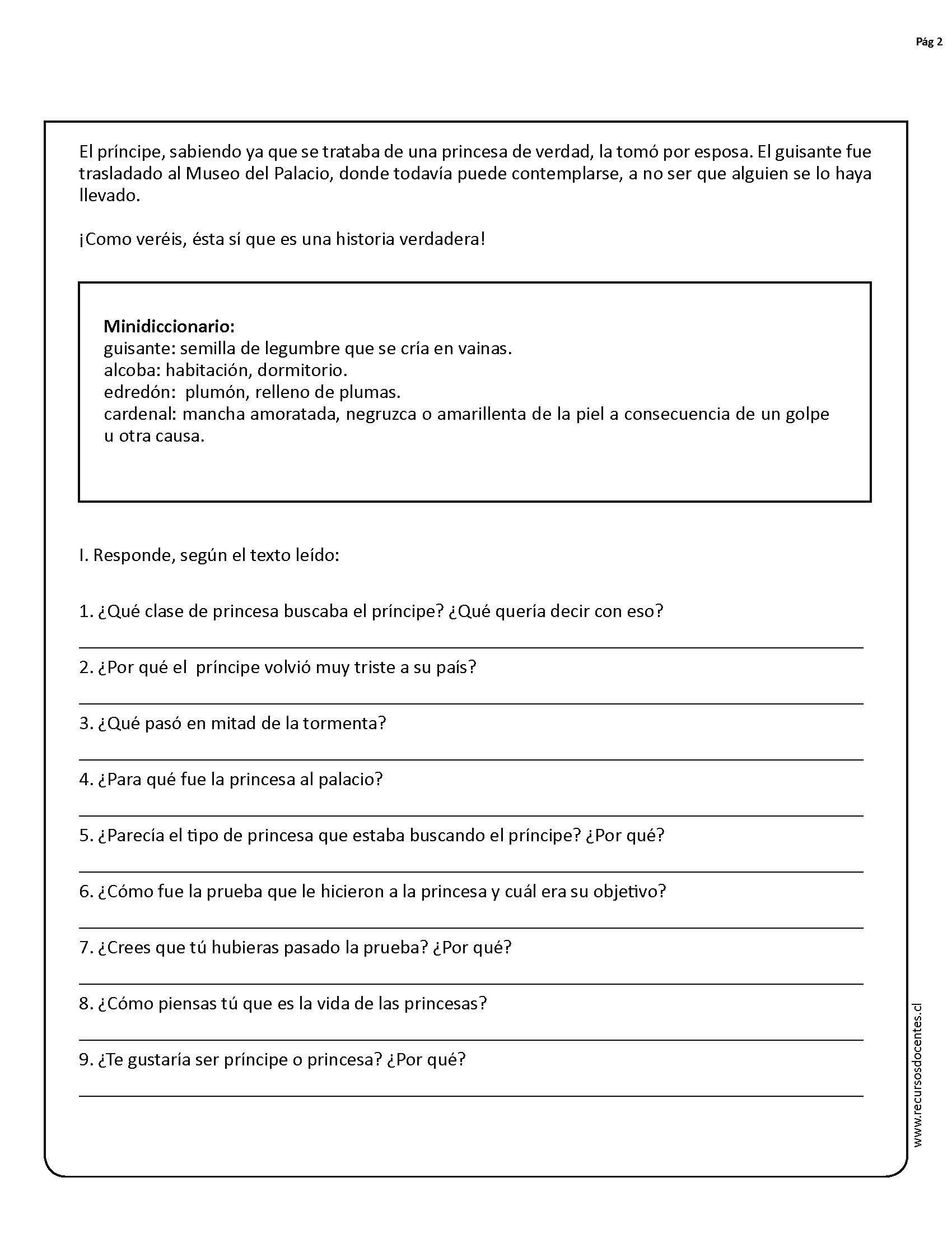 La princesa y el guisante - Curriculum Nacional. MINEDUC. Chile.