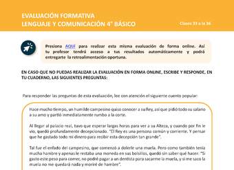 Lenguaje y comunicación 4° básico Unidad 1 Evaluación semana 9 - Aprendo en Línea - DOCENTE ...