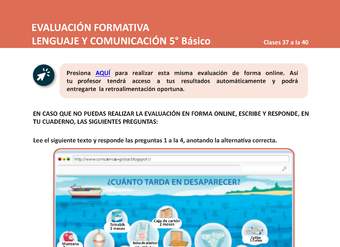 Lenguaje y comunicación 5° básico Unidad 2 Evaluación semana 10 - Aprendo en Línea - ESTUDIANTE ...