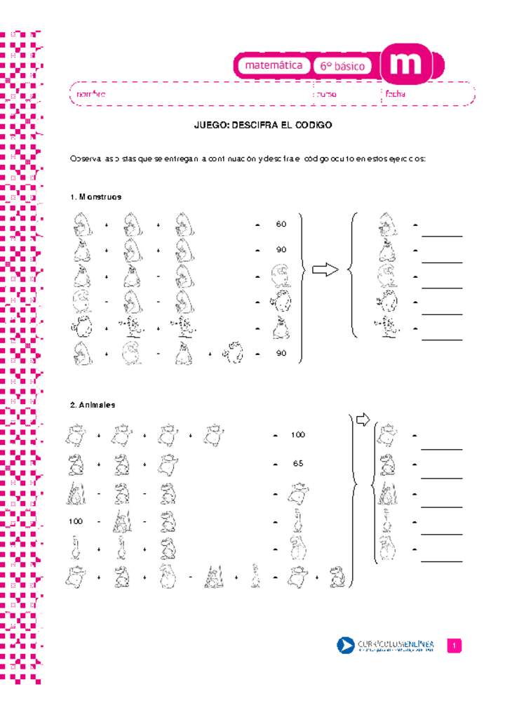 Juego: descifra el código - Aprendo en Línea. Currículum Nacional ...