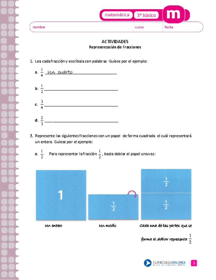 Representación de fracciones - Aprendo en Línea - ESTUDIANTE ...